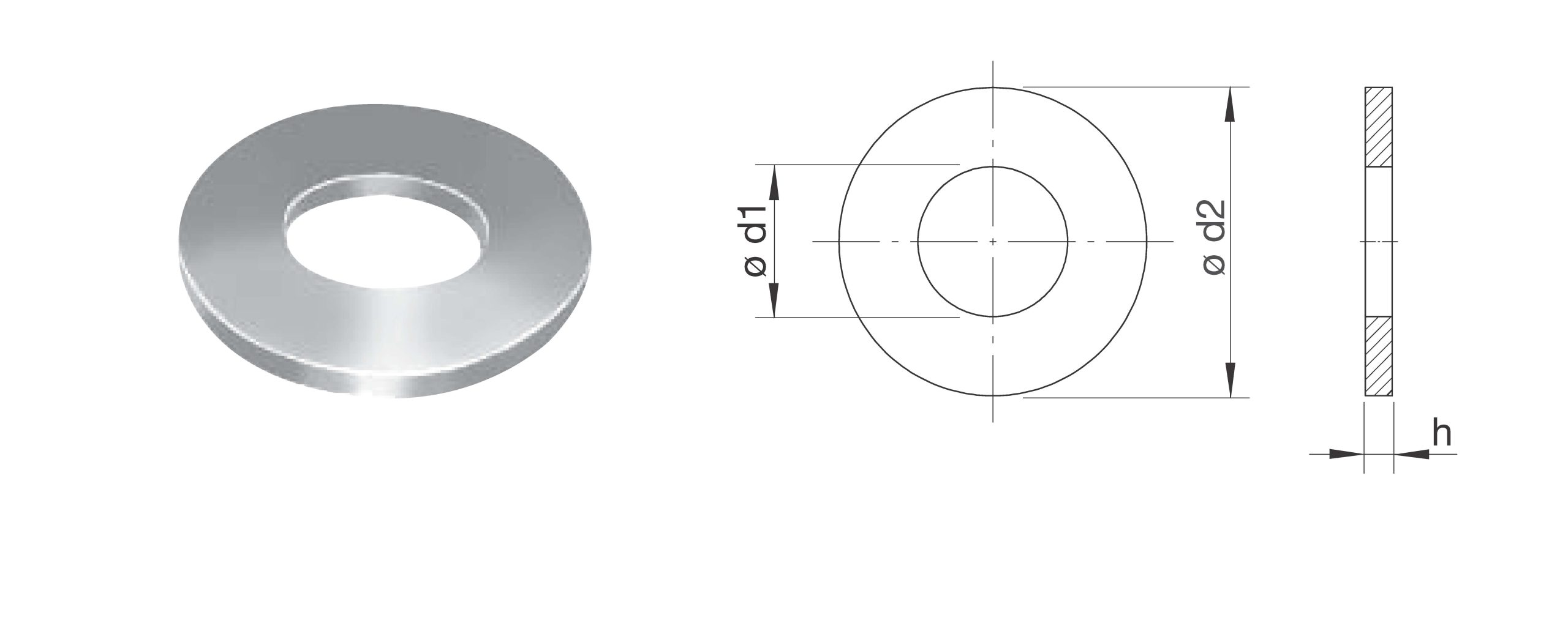 ARRUELA LISA METRICA INOX 304 M10 (10,5X20,0X2,0) DIN 125 TIPO A POLIDO ...